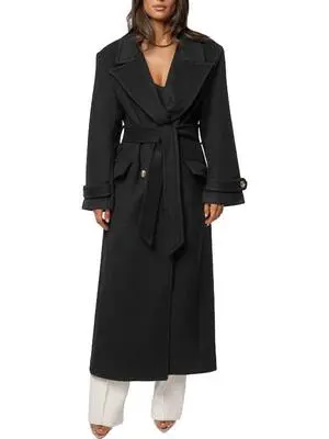 JLUXLABEL Double Breasted Longline Coat - Black