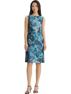 MING WANG Ming Wang Abstract Jacquard Woven Sheath Dress