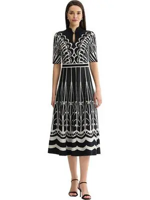 MING WANG Ming Wang Fit & Flare Knit Maxi Dress