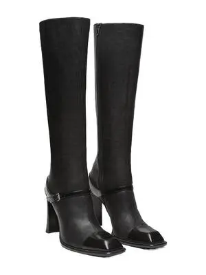 Alexander McQueen Niko Leather Knee High Boots - Black