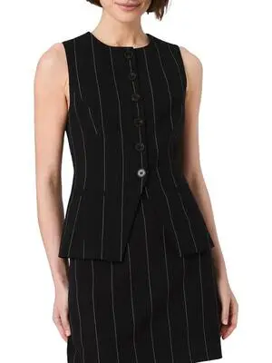 French Connection Pinstripe Button-up Tank - Black/white
