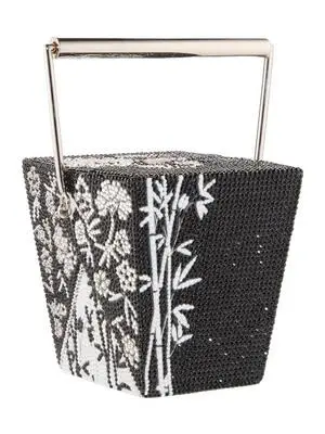 Judith Leiber Crystal Bamboo Take-out Box Evening Bag - Silver Jet Multi