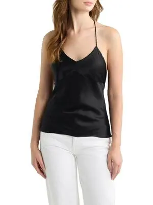 REFORMATION Natasia Satin Halter Neck Top - Black