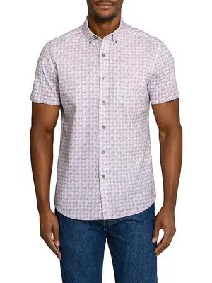 W.R.K Faded Square Short Sleeve Button-down Shirt - Maroon