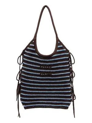 Miu Miu Miu Miu Crochet Striped Shopper Bag Blue