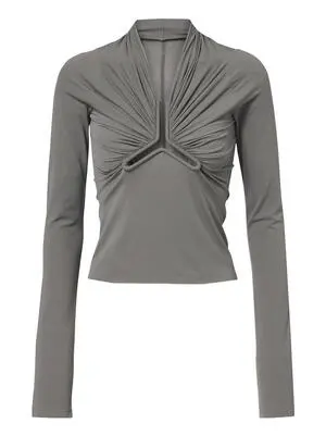 Rick Owens Gathered Jersey Top With Boning Detail - Grey