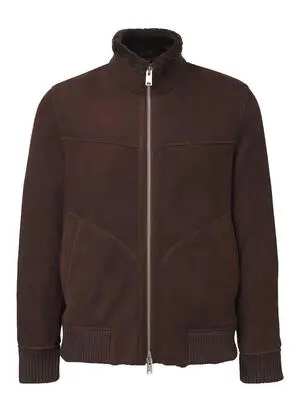 ARMA Suede Blouson Jacket With Shearling Lining - Brown