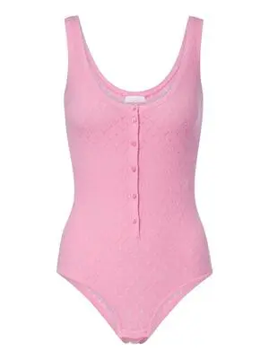 ERES Gourmandise Pointelle Wool-blend Bodysuit - Pink