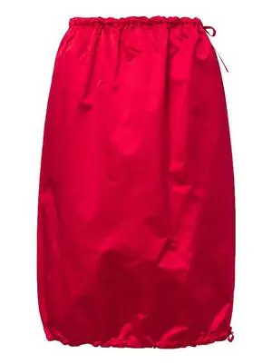 Prada Silk Satin Midi Skirt - Red