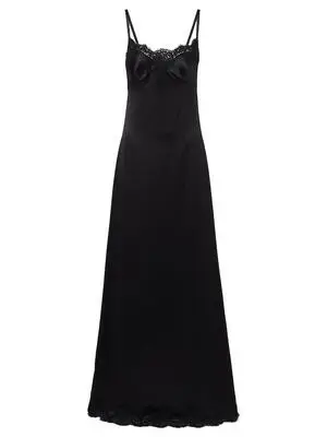 Dolce & Gabbana Lace-trimmed Silk And Cotton-blend Gown - Black