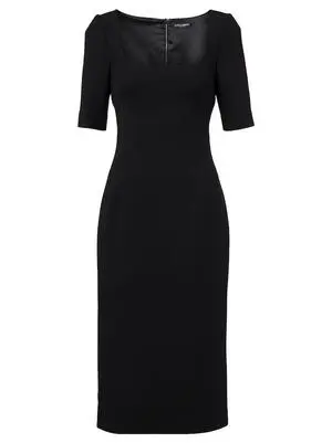 Dolce & Gabbana Virgin Wool Crêpe Midi Dress - Black
