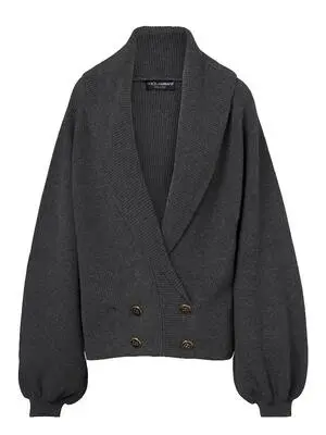 Dolce & Gabbana Embellished Virgin Wool Cardigan - Grey