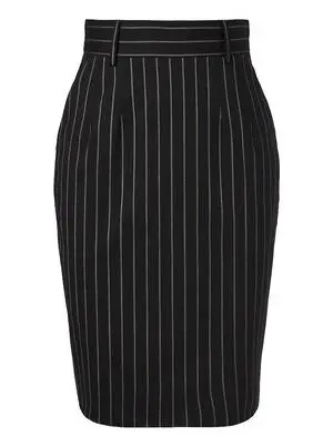 Dolce & Gabbana Pinstriped Wool Pencil Skirt - Black