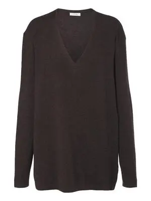THE ROW Oversized V-neck Cashmere Sweater - Brown