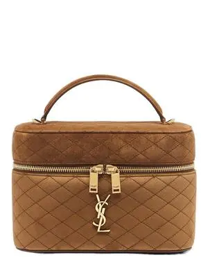 Saint Laurent Gaby Large Suede Vanity Bag - Brown