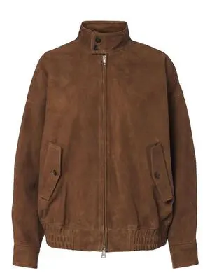 AGOLDE Blair Suede Blouson Jacket - Brown