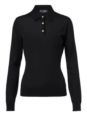 Dolce & Gabbana Embellished Cashmere Polo Sweater - Black