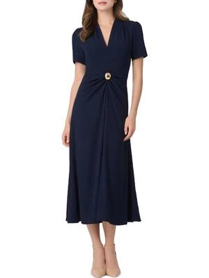 Shoshanna Lightweight Stretch Crepe Waldorf Dress - Navy