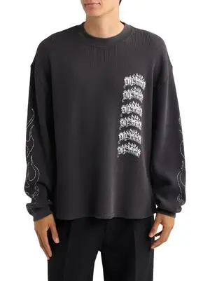 ALLSAINTS Incendo Graphic Organic Cotton Long Sleeve T-shirt - Washed Black
