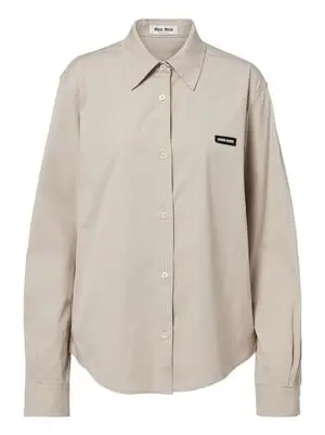 Miu Miu Cotton-blend Poplin Shirt - Beige