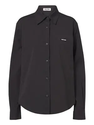 Miu Miu Cotton-blend Poplin Shirt - Black