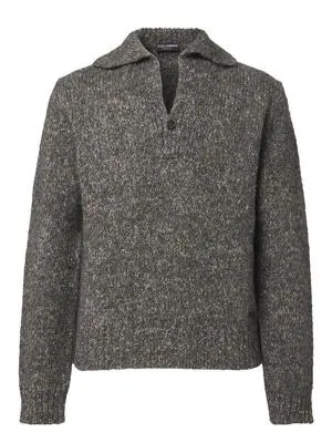 Dolce & Gabbana Wool, Alpaca, And Linen Polo Sweater - Grey