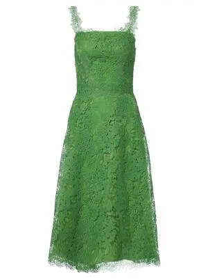 Carolina Herrera Floral Lace Midi Dress - Green
