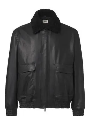 ARMA Teddy-trimmed Leather Blouson Jacket - Black