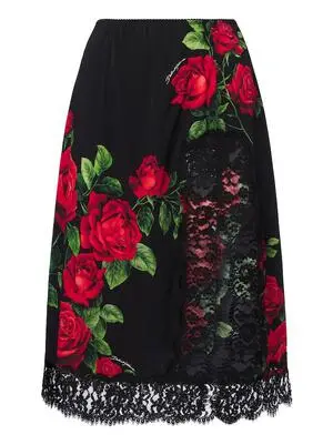 Dolce & Gabbana Floral Silk And Cotton-blend Midi Skirt - Multicoloured