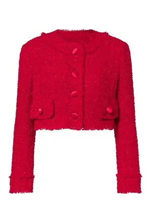 Dolce & Gabbana Cropped Cotton-blend Tweed Jacket - Red