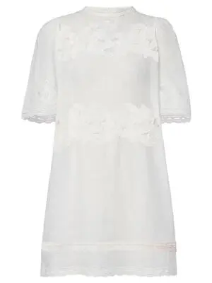 Isabel Marant Étoile Relidine Broderie Anglaise Ramie Mini Dress - White