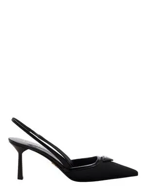 Prada Leather-trimmed Slingback Pumps - Black