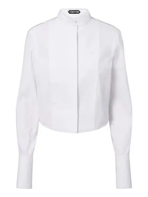 TOM FORD Cropped Cotton Poplin Tuxedo Shirt - White