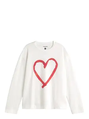 THINKING MU Heart Tape Long Sleeve T-shirt - White