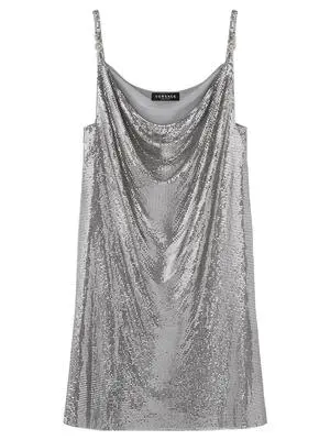 Versace Metal Mesh Slip Mini Dress - Silver
