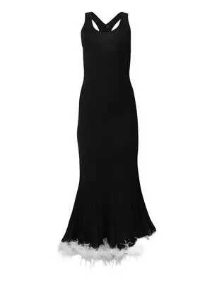 Zeynep Arçay Maxi Knit Ostrich Dress - Black & White