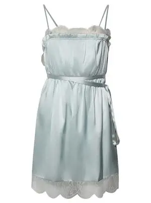 Zeynep Arçay Lace Detailed Mini Silk Dress - Green