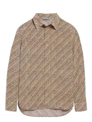 Balenciaga All-over Monogram Silk Shirt - Beige