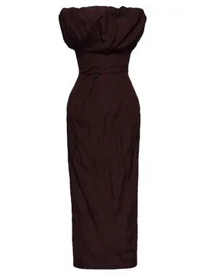 Magda Butrym Sculptural Neckline Fitted Dress - Brown
