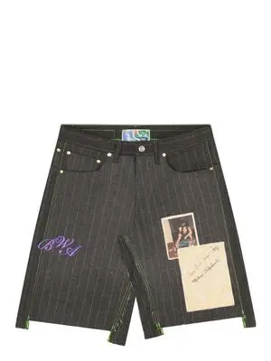 BETTER WITH AGE Eastman Charcoal Pinstripe Wool Shorts - Gray