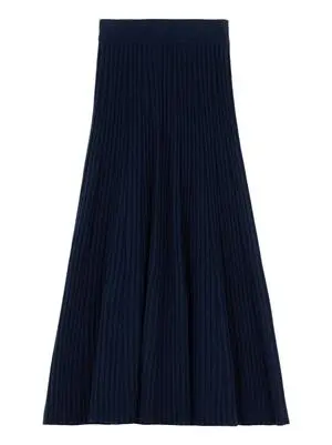 TOD'S Cashmere Blend Knit Flared Skirt - Blue