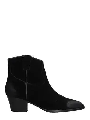 ASH ASH FAME Black Leather Pointed Toe Mid Heel Boots