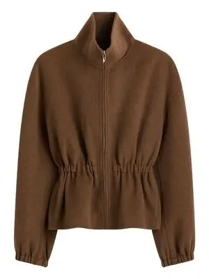 Scanlan Theodore Funnel Neck Jacket With Drop Shoulder And Peplum Hem - Camel