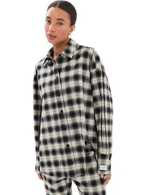 Attico Oversized Button Down Shirt - Sand/black