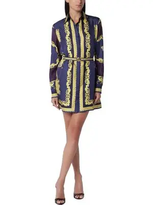 Versace Twill Baroque Print Mini Dress - Blue