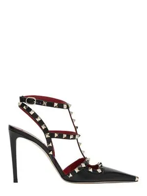 Valentino Garavani Rockstud Leather Slingback Heels - Black