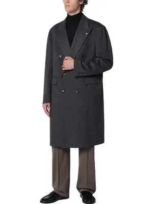 Tagliatore Anthracite Double-Breasted Wool Coat Grey