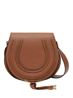 Chloé Marcie Saddle Bag In Grained Leather - Brown