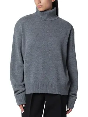 THE FRANKIE SHOP Gala Dark Padded Turtleneck Sweater In Merino Wool - Grey