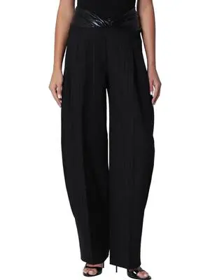 Andamane Pinstriped Wide-leg Wool Gabardine Trousers - Black